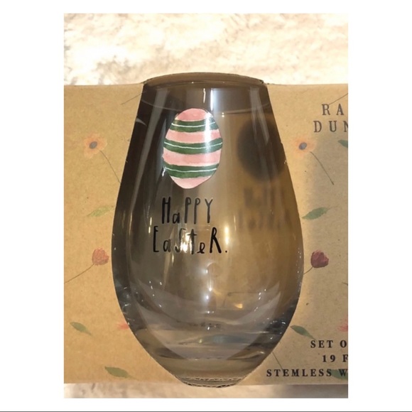 Rae Dunn | Dining | Rae Dunn Happy Easter Stemless Wine Glasses Set ...